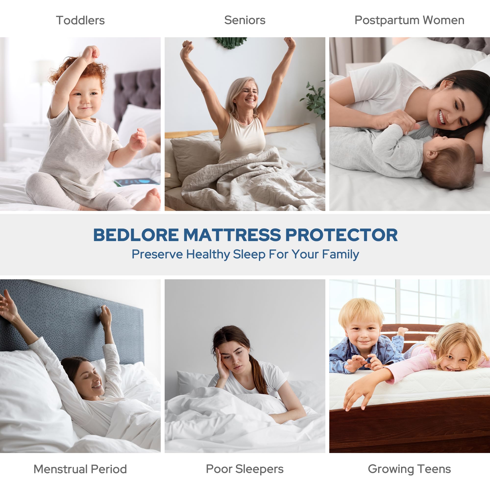 BEDLORE Waterproof Mattress Protector, Twin XL Size Mattress Pad with Deep Pocket 6"-15" Depth, Soft Breathable Dirt-Proof Bed Mattress Cover for Bedroom, College Dorm (Gray)