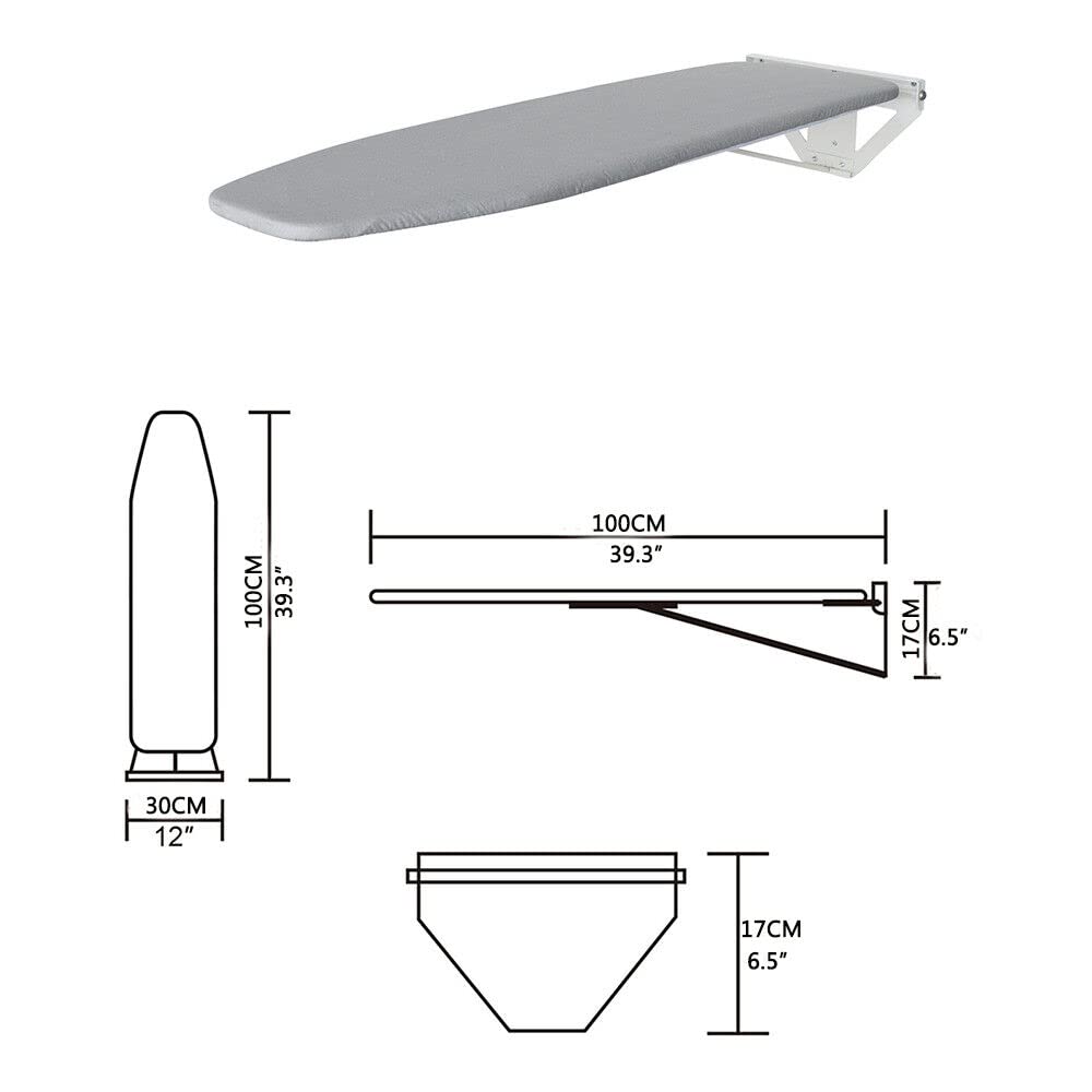 Wall-Mounted Ironing Board, Foldable Ironing Station, Sturdy Folding Board Compact Ironing Board Space Save for Home, Apartment, Small Space