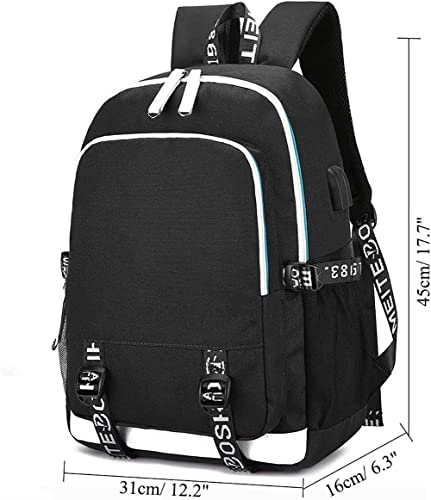 Anzeho Anime Attack on Titan Backpack Wings of Freedom Laptop Backpack Fit 15.6 Inch Schoolbag Bookbag Work Bag with USB Charging Port, Black-1