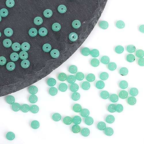 Natural Stone Rondelle Beads for Jewelry Making,Loose Beads for DIY Bracelet Necklace Jewelry Making (2x4mm) (Green)