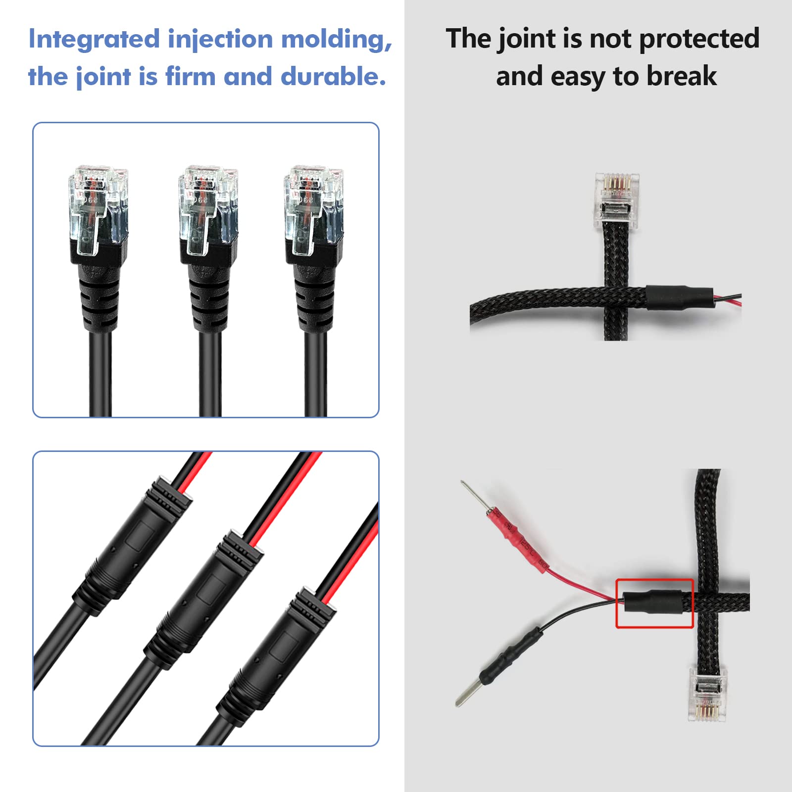 Radar Detector Hardwire Power Cord, Rearview Mirror Plug Cable,with Inline Fuse Holder,Suitable for Uniden Escort Beltronics Valentine One Cobra Whistler Radar Detector,3-Piece Set,13.7'' (RJ11)