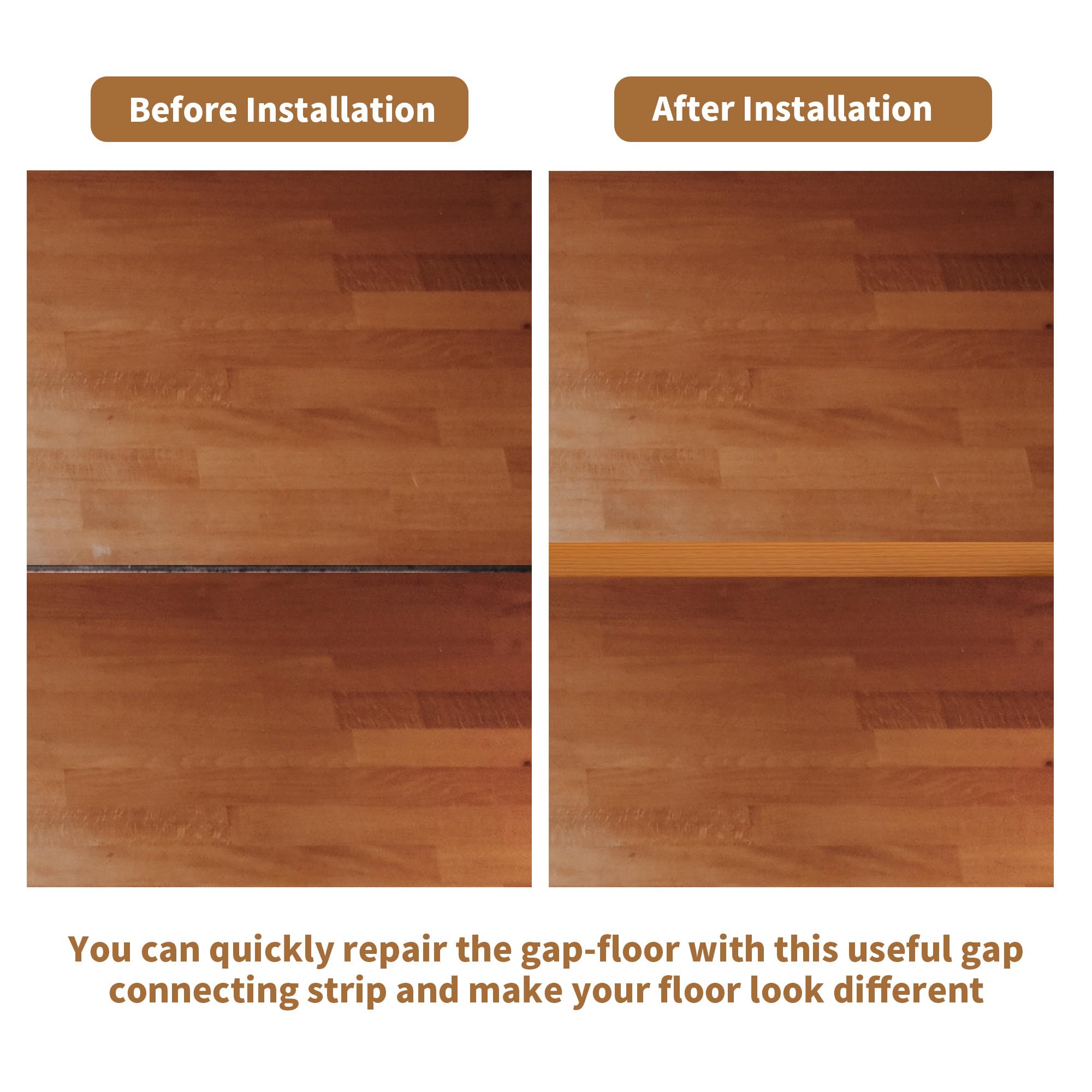 10 FT Flat Floor Transition Strip, 2" Wide Self Adhesive Vinyl Floor Edge Strip, Brown Wood Grain Transition Strip for Flooring