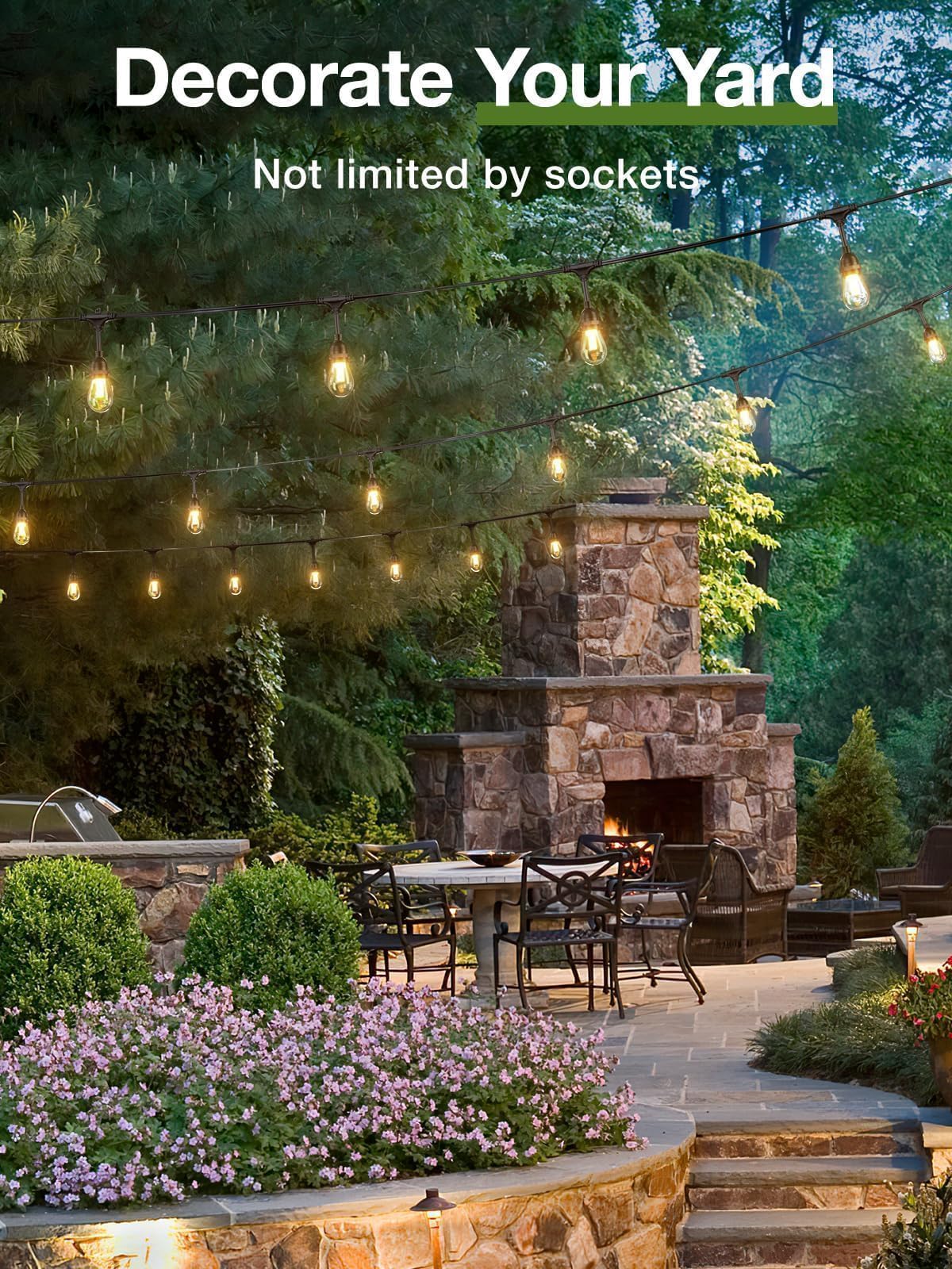 addlon 54FT(48+6) Solar String Lights Outdoor Waterproof with USB Port & Remote Control Dimmable Solar Patio Lights IP65 Solar Powered Edison LED Bulbs for Outside Bistro Camping