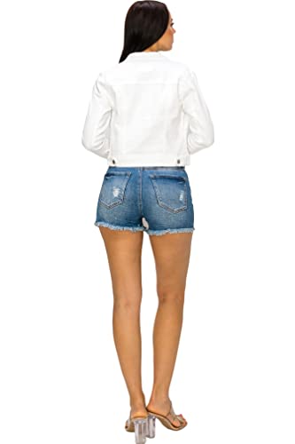 Creative Mimesis Denim Jean Jacket For Women Button up Long Sleeve Stone Washed S - 3XL (90243 White, Small)