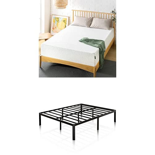 ZINUS 12 Inch Green Tea Essential Memory Foam Mattress and Van 16 Inch Metal Platform Bed Frame Set, No Box Spring Needed, Full