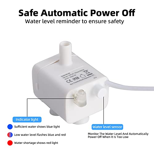 Water Pump For Cat Water Fountain, NAYELF Replacement Pump for Pet Water Fountain for Cat Inside with Smart Power-off Indicator Light 5V Low-energy Ultra-quiet