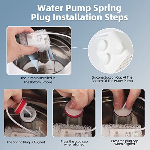 Water Pump For Cat Water Fountain, NAYELF Replacement Pump for Pet Water Fountain for Cat Inside with Smart Power-off Indicator Light 5V Low-energy Ultra-quiet