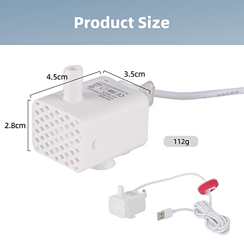 Water Pump For Cat Water Fountain, NAYELF Replacement Pump for Pet Water Fountain for Cat Inside with Smart Power-off Indicator Light 5V Low-energy Ultra-quiet