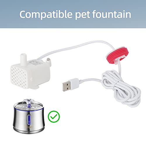 Water Pump For Cat Water Fountain, NAYELF Replacement Pump for Pet Water Fountain for Cat Inside with Smart Power-off Indicator Light 5V Low-energy Ultra-quiet