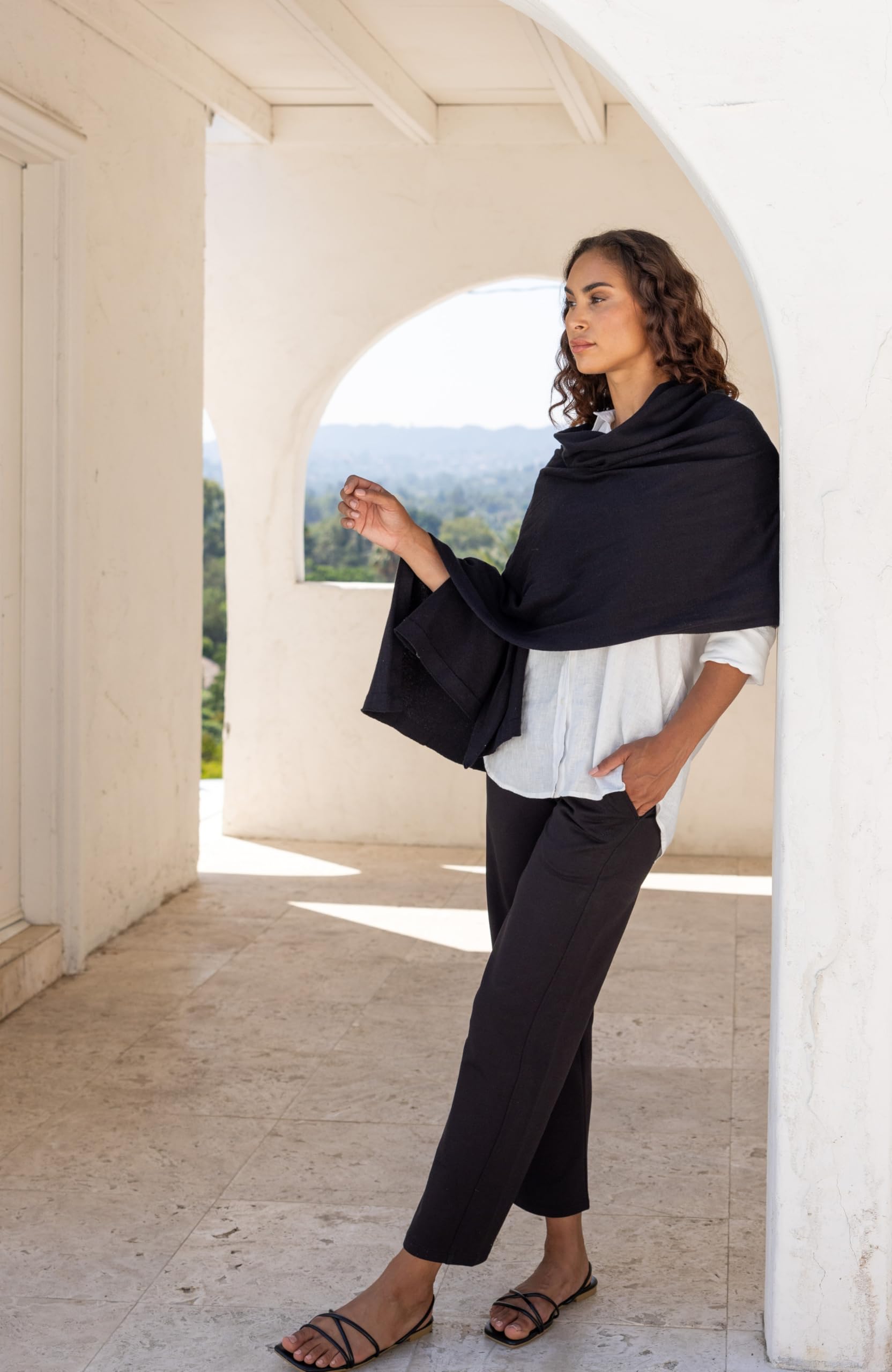 zestt Dreamsoft Travel Scarf, Wrap and Shawl, Organic Cotton, Black