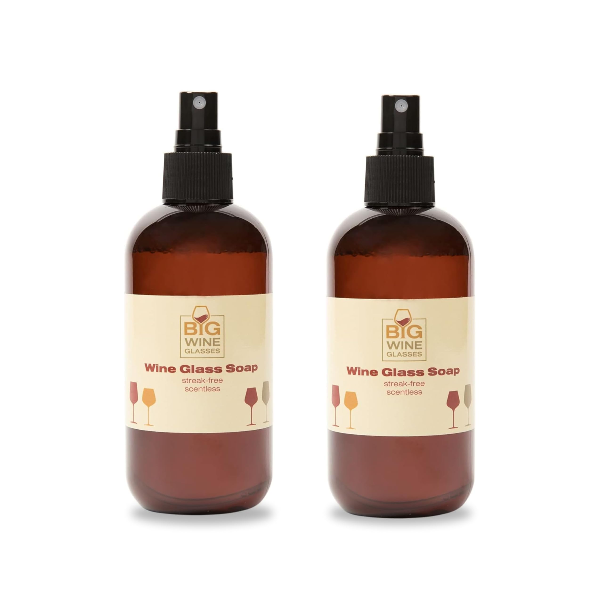 Wine Glass Cleaner Spray | Organic Cleaning & Polishing Liquid Soap | Streak Free and Spot Free Shine | Natural Formula (8 oz, Pack of 2)
