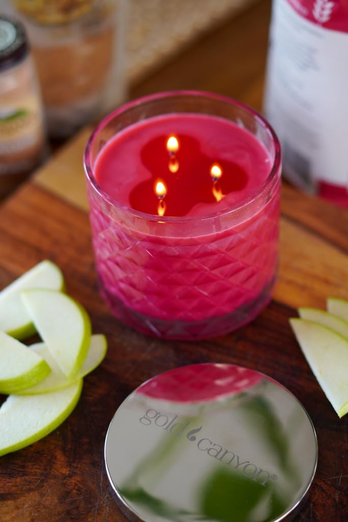 Gold Canyon™ - Apple Pie Scented Candle, Three-Wick, 100% Natural Soy Wax, Notes of Crisp Apple, Sweet Caramel, Balancing Spice, and Smooth Vanilla