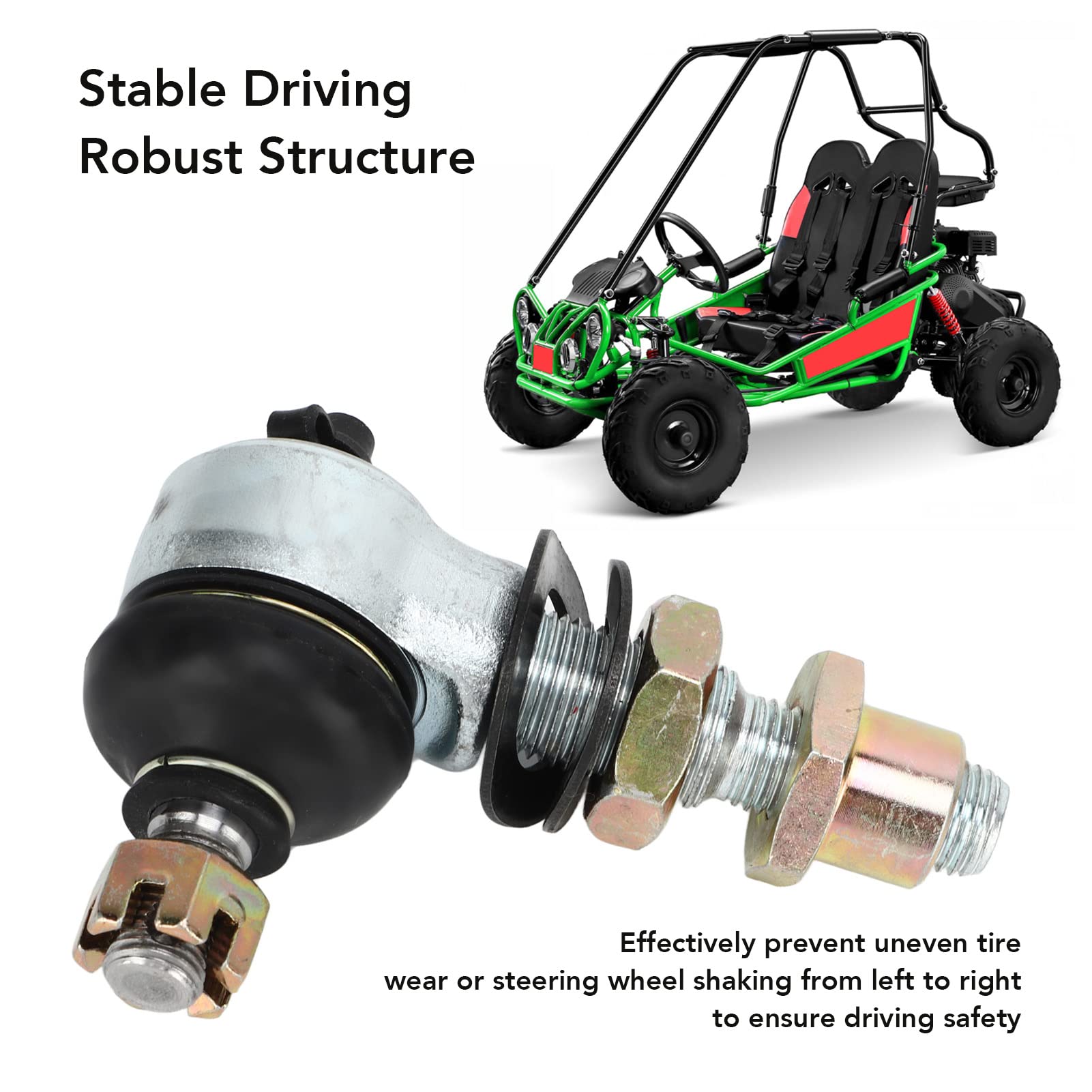 Ball Joint Kit, ‑M14 Ball Joint Kit Adjustable Steel Alloy for 250cc 200cc Electric ATV UTV Kart