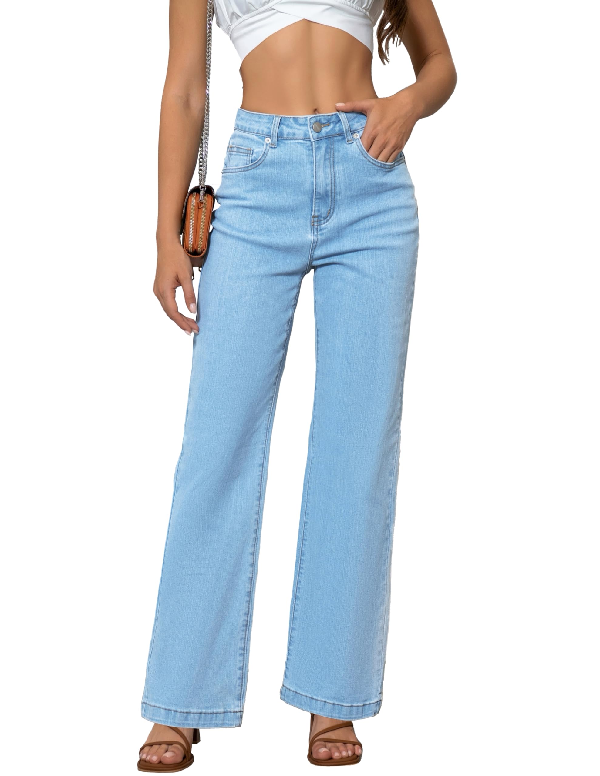 ETTELO Womens Jeans High Waisted Straight Leg Loose Stretchy Lightweight Tummy Control Trendy Jeans for Women 2025