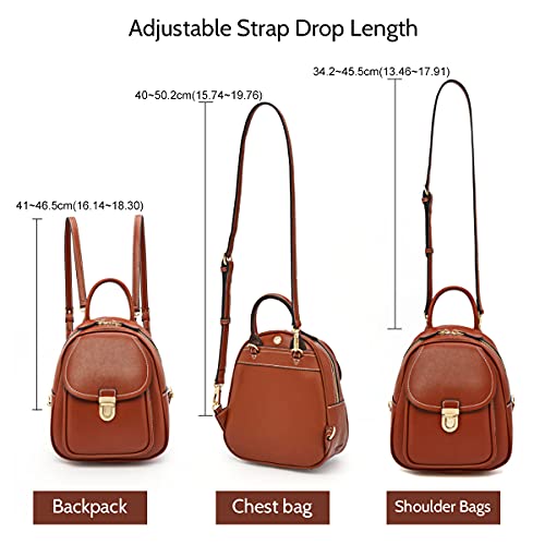 LAORENTOU Cowhide Mini Leather Backpack for Women Small Backpack Purse, Ladies Shoulder Handbags Valentines Day