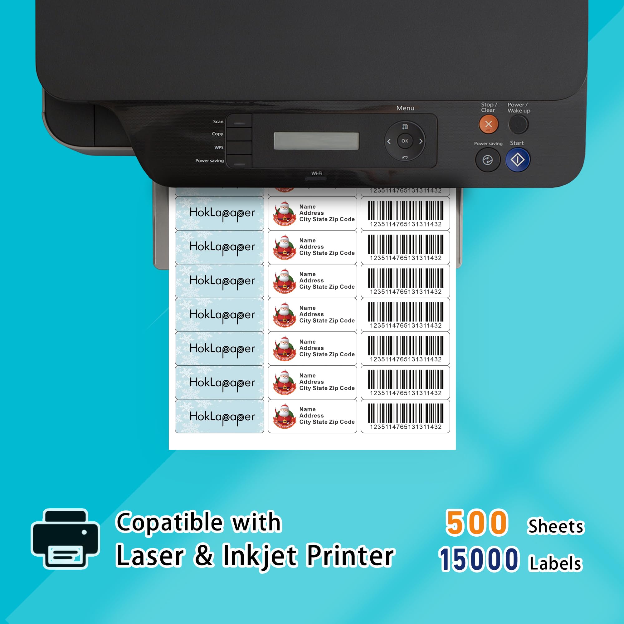 HokLapaper 1" x 2-5/8" Mailing Address Labels,15,000 Sticker Labels(500 Sheets),White Blank Labels for Laser/Inkjet Printer,Permanent Adhesive FBA Labels