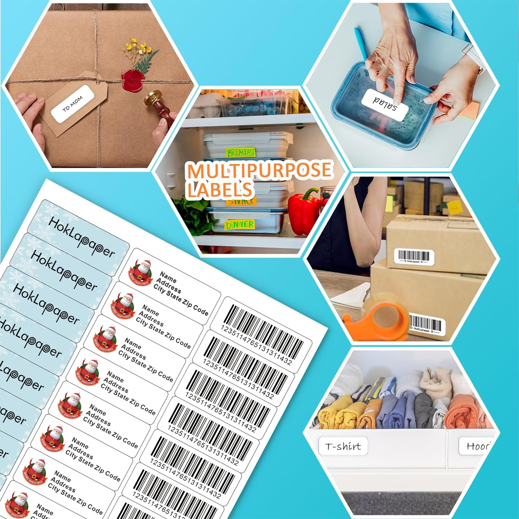 HokLapaper 1" x 2-5/8" Mailing Address Labels,15,000 Sticker Labels(500 Sheets),White Blank Labels for Laser/Inkjet Printer,Permanent Adhesive FBA Labels