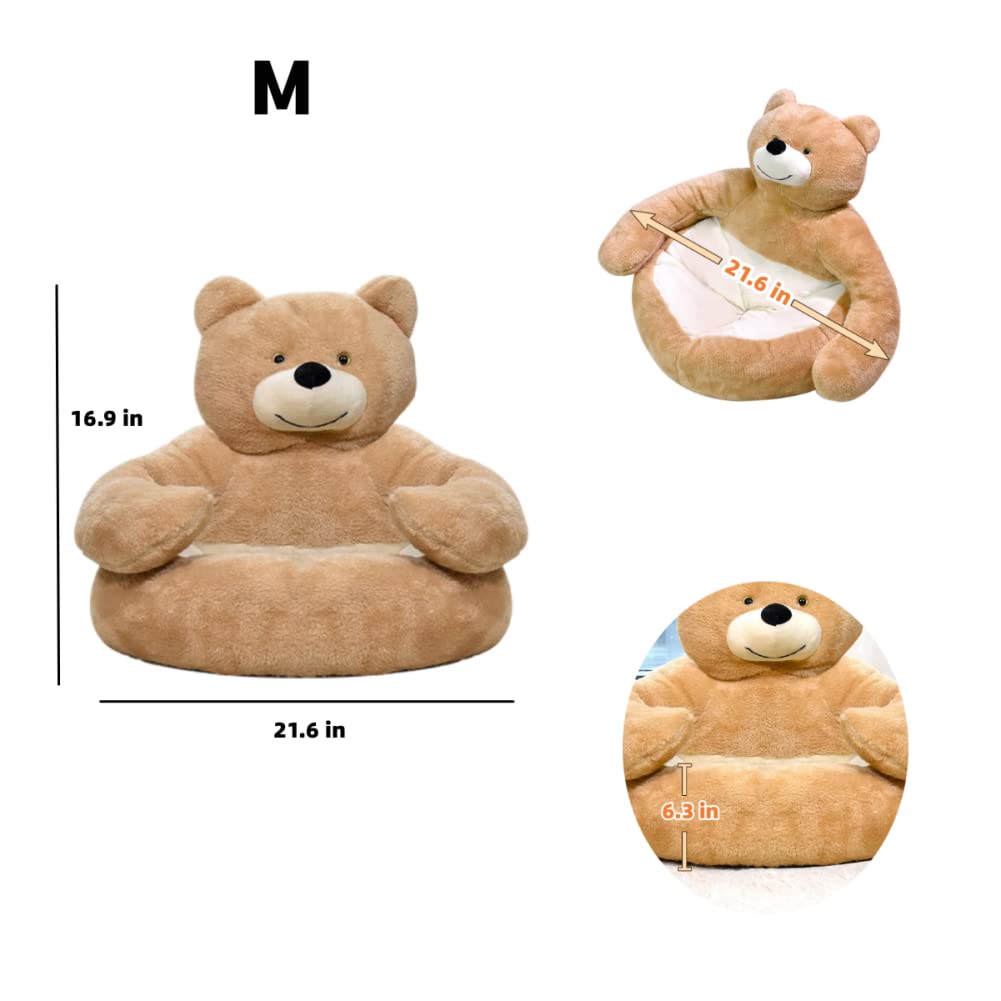 Cute Cuddler Bear Dog Beds, Super Soft Plush Pet Beds, Warming Comfy Calming Dog Bed, Warm Lovely Bear Hug Plush Nest Washable Cat Bed for Small Medium Dogs (Medium, Grey)