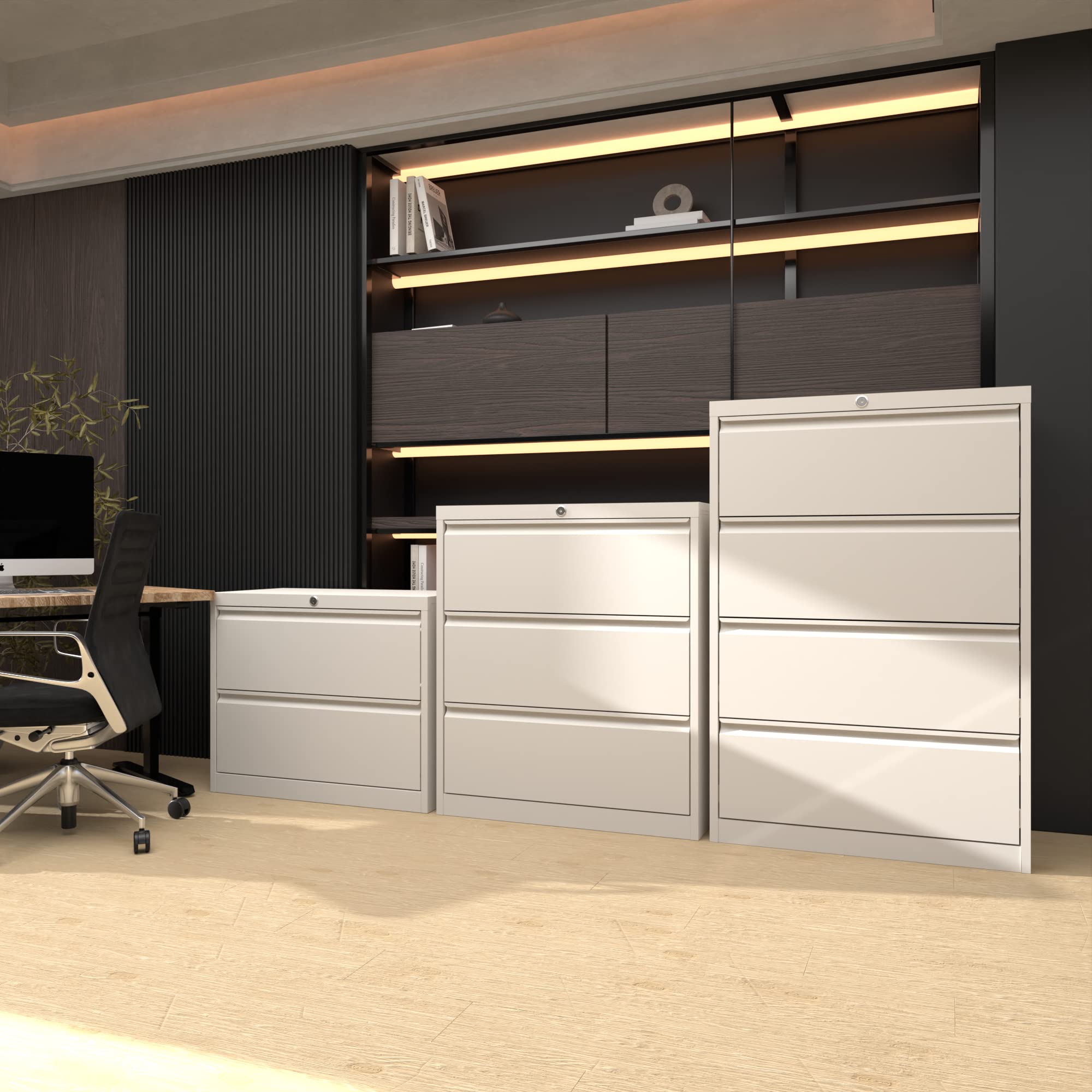 JAORD 2 Drawer Metal Lateral File Cabinet,Lateral Filing Cabinet with Lock for Hanging Letter&F4&A4&Legal Size Folders for Home Office, Assemble Required, White