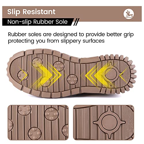 DINGGU Steel Toe Shoes for Men, Slip-on Breathable Safety Shoes, Brown, 9.5