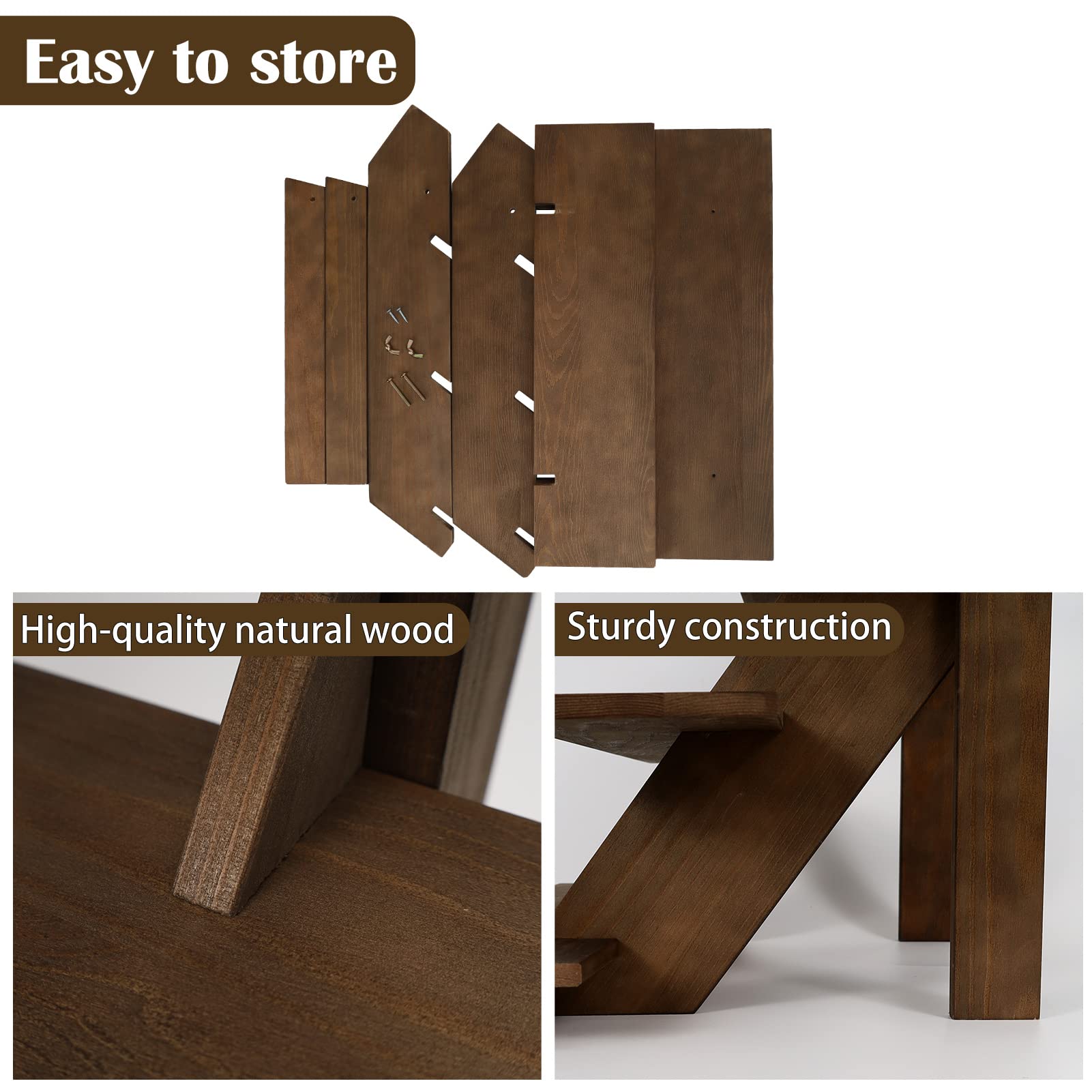 ZYP 4 Tier Wood Cupcake Display Stand Tool Free Retail Cookie Display Riser,Rustic Tiered Table Display Stand for Vendors Home Wedding Party,Brown