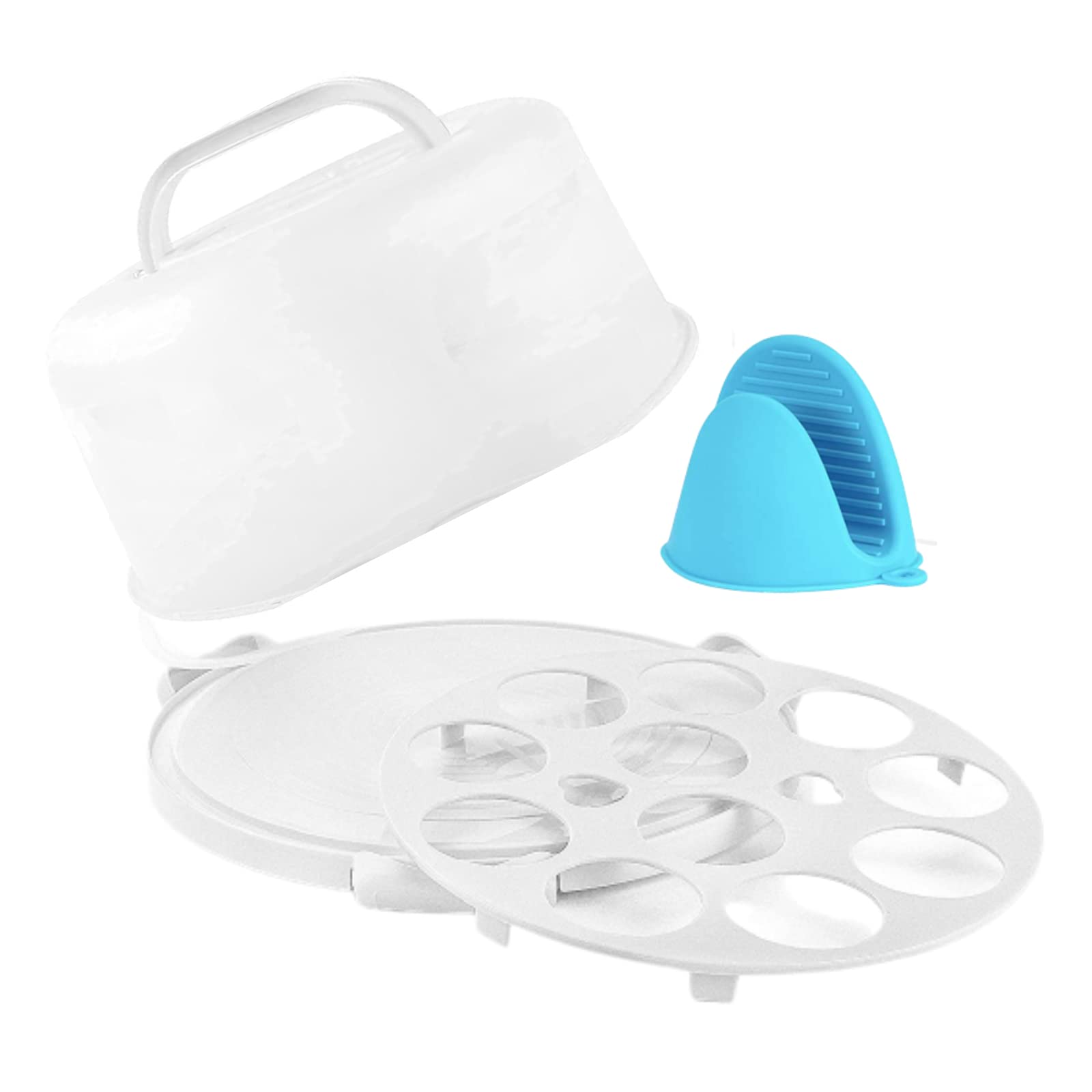 Cake Carrier With Lid and Handle β 3 In 1 Multipurpose Cake Storage Container Hold Upto 11 Cupcakes, 10 Inched Cake & 5 Section Serving Tray for Snacks & Fruit β Cake Holder With Mittens