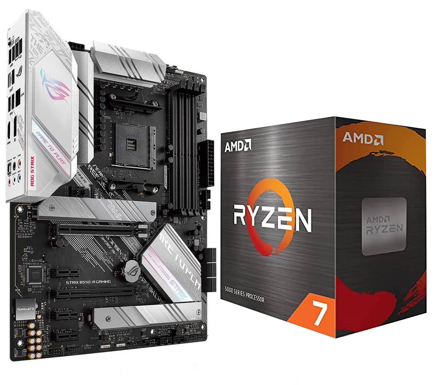INLAND AMD Ryzen 7 5700X 8-Core 16-Thread Unlocked Desktop Processor with ASUS ROG Strix B550-A AMD AM4 Zen 3 Ryzen 5000 ATX Gaming Motherboard