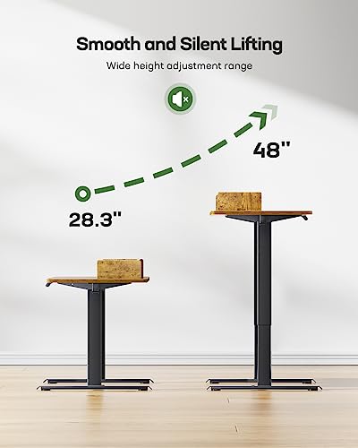 Marsail Electric Standing Desk with Dual Drawers, 48 x 24 Inches Height Adjustable Desk with Storage Shelf, Sit Stand Desk with 4 Memory Preset, 2 Storage Hooks, Stand Up Desk for Home Office,Rustic