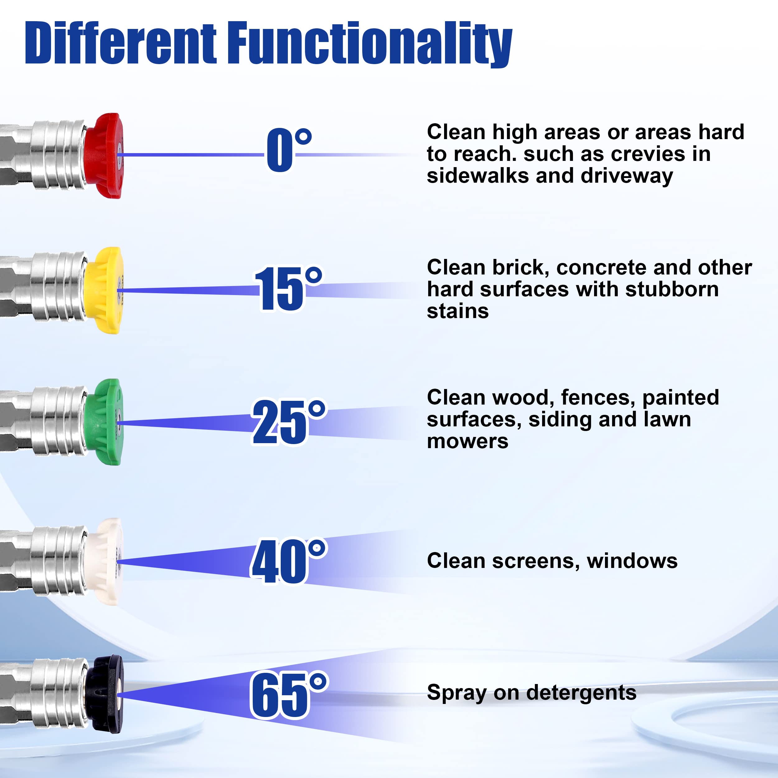M MINGLE Pressure Washer Extension Wand - 120" Upgrade Power Washer Lance - Pressure Washer Accessories with 5 Nozzle Tips - 30°/90°/120° Curved Rod, 1/4" Quick Connect