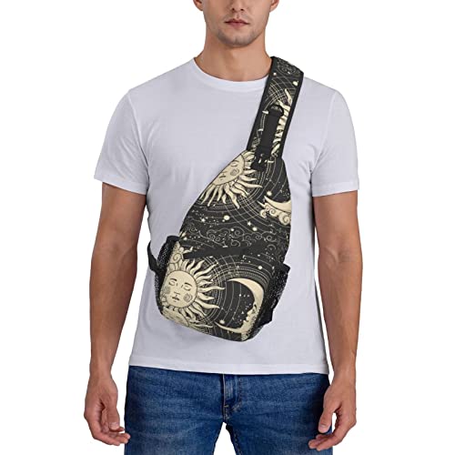 Sling Bag Tarot Sun Moon Witchy Astrology Night Psychedelic Hiking Daypack Crossbody Shoulder Backpack Travel Chest Pack for Men Women