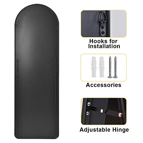 GLSLAND-21 x64 Full Length Floor Mount Mirror-Aluminum Alloy Frame-Arch Mirror Full Length HD-Full Body Mirror-for Bedroom or Living Room, Black
