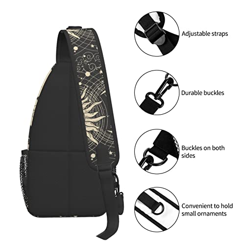 Sling Bag Tarot Sun Moon Witchy Astrology Night Psychedelic Hiking Daypack Crossbody Shoulder Backpack Travel Chest Pack for Men Women
