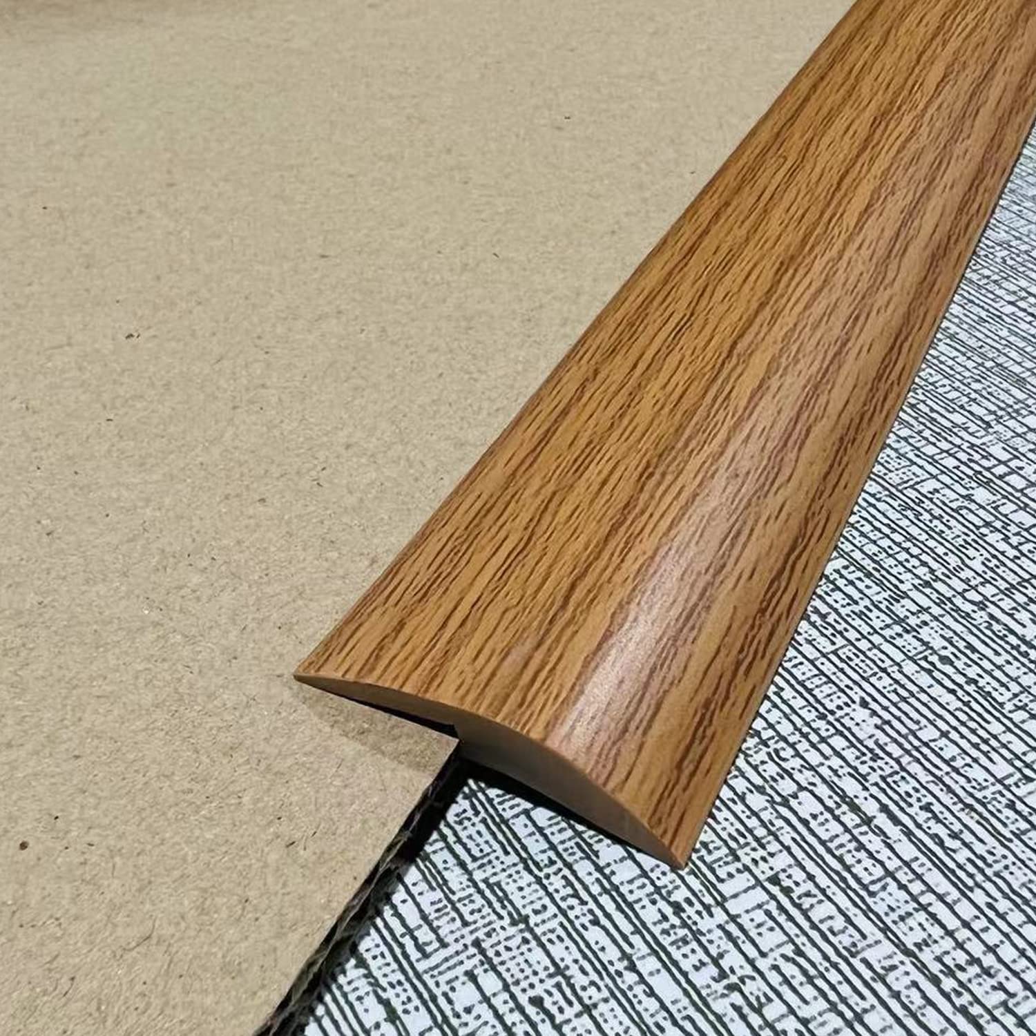DAILISEN 9.84ft Vinyl Self Adhesive Overlap Threshold Reducer,Flooring Tile Laminate Border Transition Strip,Flat Carpet Rug Edging Strips, Fluted Saddle,Flexible Molding Trim,Stair Edging