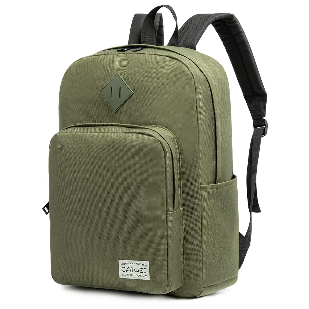 doumu Style School Backpack Travel Bag for Men Women Lightweight College Back Pack with Laptop Compartmen (Military green)