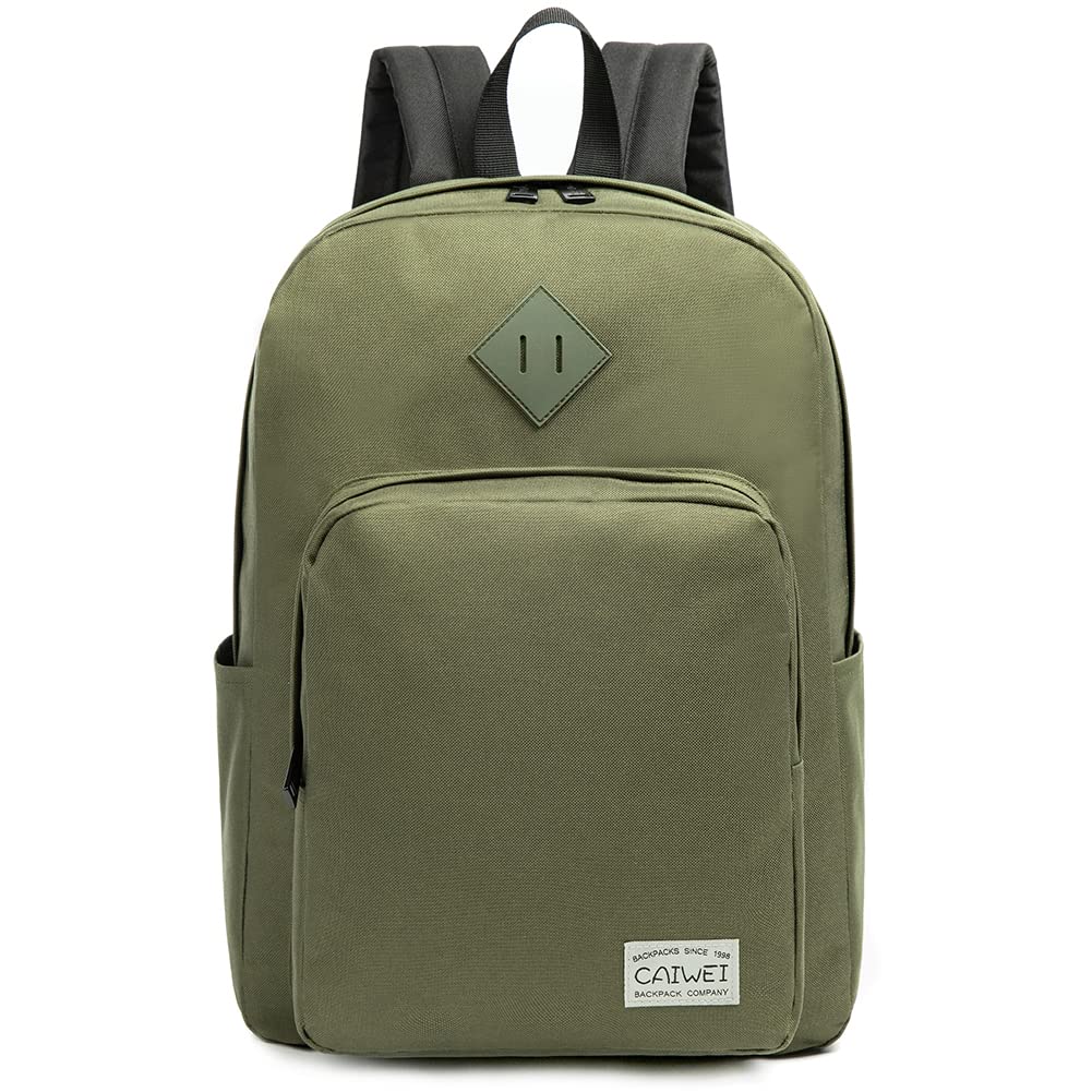 doumu Style School Backpack Travel Bag for Men Women Lightweight College Back Pack with Laptop Compartmen (Military green)
