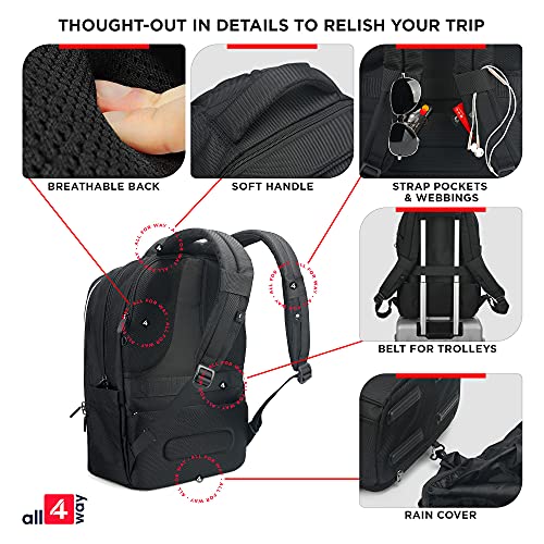 all4way Premium Laptop Backpack for Women Men - USB Quick Charge RFID 17"- Swiss Design Anti-Theft, Waterproof with Rain Cover for Business Travel College - Durable & Soft 1680d Polyester