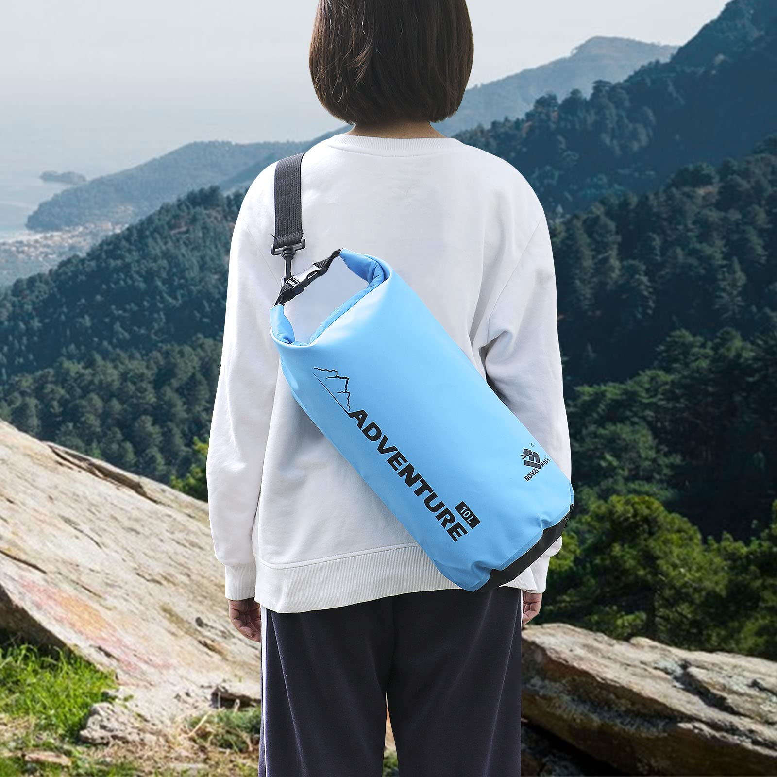 BOMEI PACK - Blue Waterproof Dry Bag for Kayaking, Beach, Rafting, Boating, Hiking, Camping and Fishing