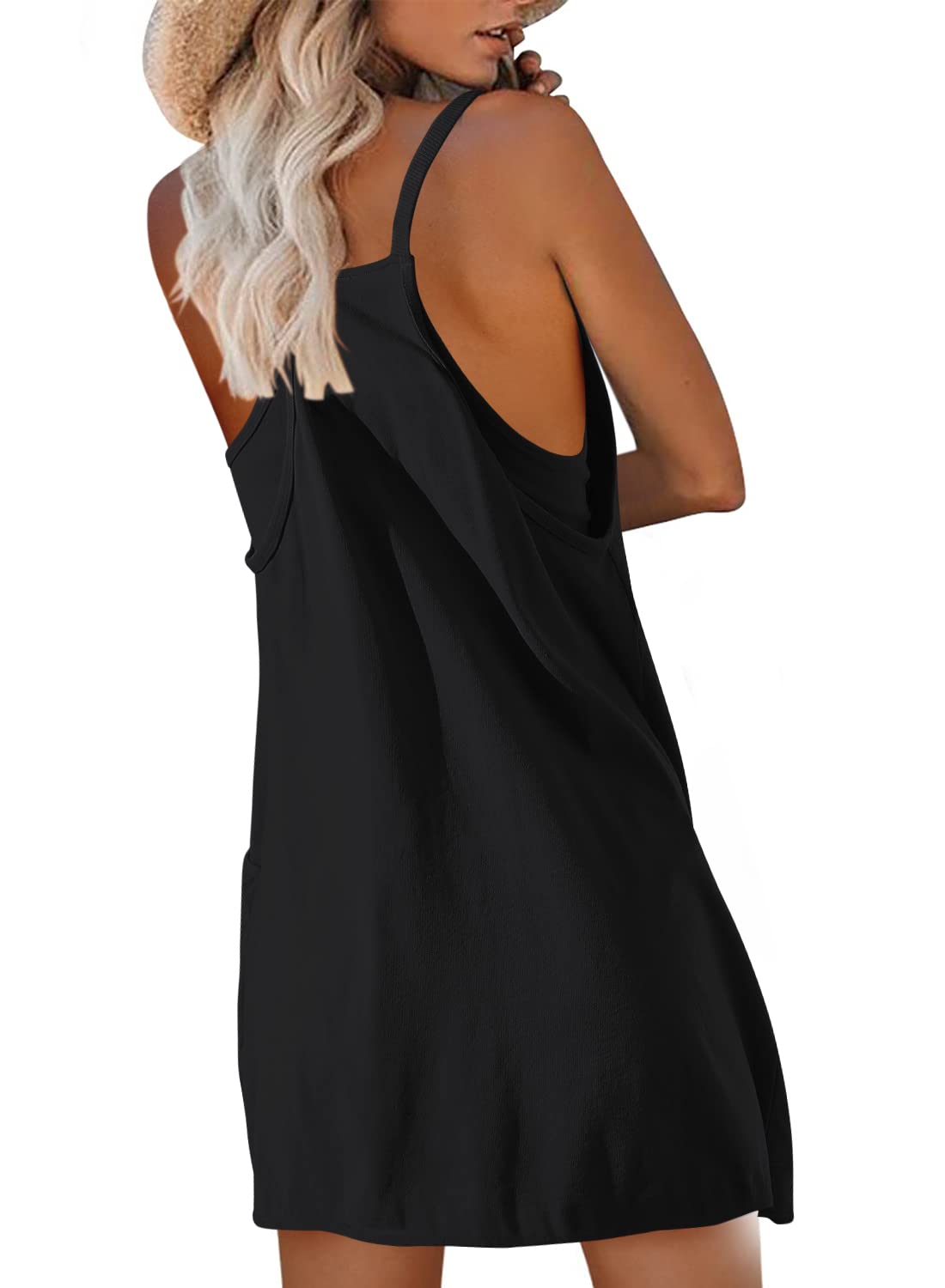 Yanekop Womens Tennis Dress Workout Golf Dress with Built-in Cami & Shorts Sleeveless Athletic Dresses(Black,S)
