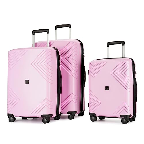 GinzaTravel Rune series expandable 3 Luggage Sets,Lightweight Hardside Suitcase With Spinner Wheels TSA Lock,PP material business fashion suitcase