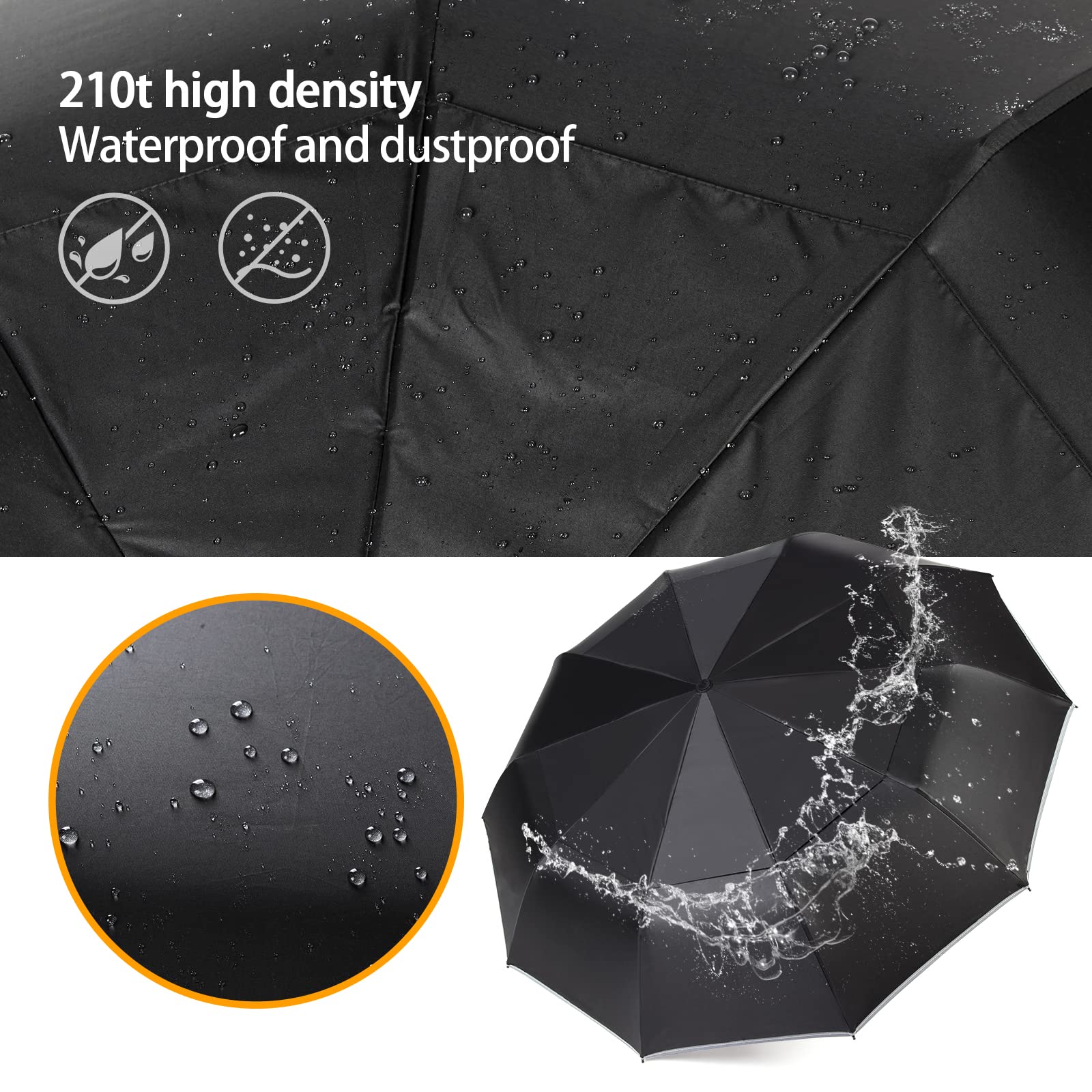 Umbrellas for Rain Windproof Travel Umbrella Folding Portable Compact Umbrella with Automatic Open Close for Men and Women Gray Reflective 46