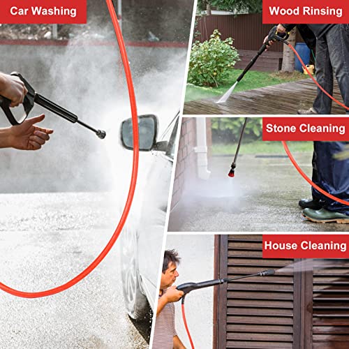 Pressure Washer Hose 1/4”, 4000 PSI Ultra Flexible Kink Resistant Replacement Hose M22 14mm Thread, High Pressure Extension Hose with 3/8 Quick Connect Adapters for Power Washing