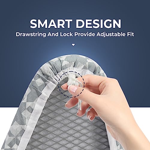 STO STO Ironing Board 45" x 14" with Iron Holder, Adjustable Height 29" to 36", Full Size Foldable Iron Board with Silver Coated Cotton Removable Cover, Sturdy Steel Frame and Legs, Grayish Blue Plaid