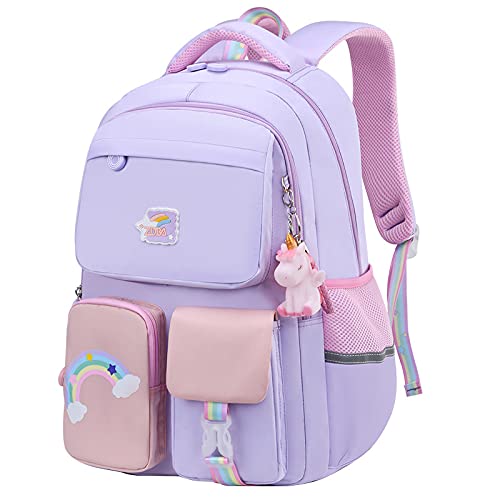 Cute Travel Backpacks Bookbag for Women & Men Boys Girls School College Students Backpack Durable Water Resistant Purple Large