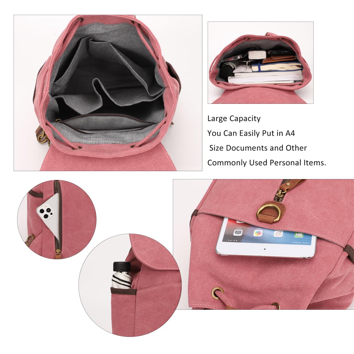 KL928 Canvas Backpack - Casual Daypack Vintage Outdoor Travel Rucksack Hiking Backpacks for Men Women
