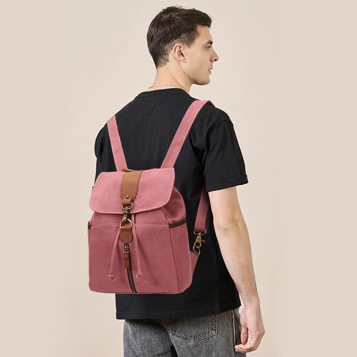 KL928 Canvas Backpack - Casual Daypack Vintage Outdoor Travel Rucksack Hiking Backpacks for Men Women