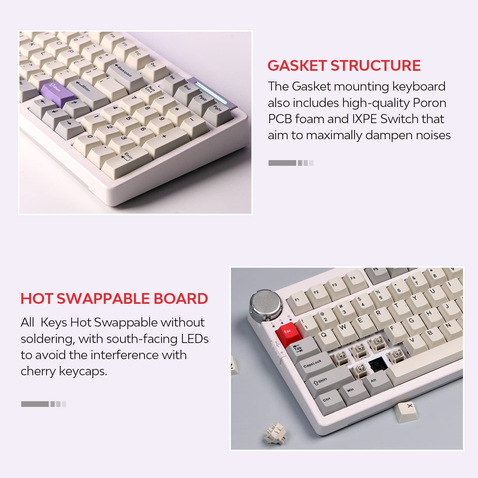 EPOMAKER CIDOO ABM098 1800 Compact VIA Gasket Mount Hot Swap Bluetooth 5.0/2.4Ghz/Type-C Mechanical Keyboard, with Poron Foam, South-Facing LEDs and Metal Knob for Mac/Win(ABM098 Matte Linear Switch)