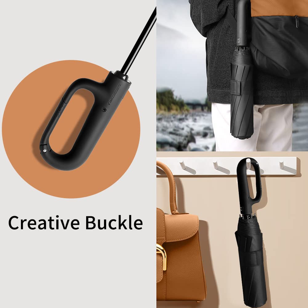 Dlin Windproof Travel Umbrella Automatic Umbrellas for Rain, 10 Ribs Compact Folding Umbrella for Rain, Large Umbrella, Portable Waterproof Umbrellas for Men and Women.