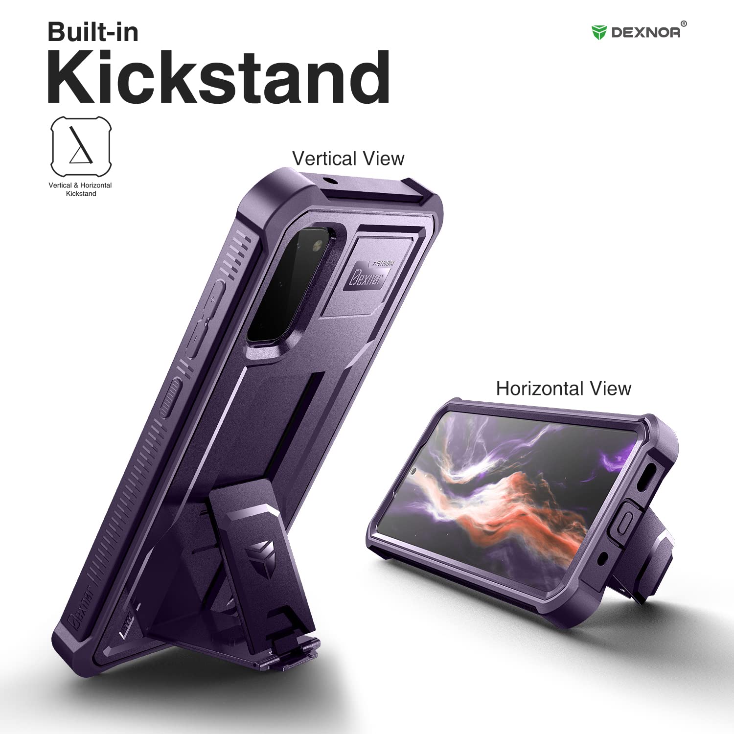 Dexnor for Samsung Galaxy S20 5G Case/6.2 inches, [Built in Screen Protector and Kickstand] Heavy Duty Military Grade Protection Shockproof Protective Cover for Samsung Galaxy S20 5G,Mulberry