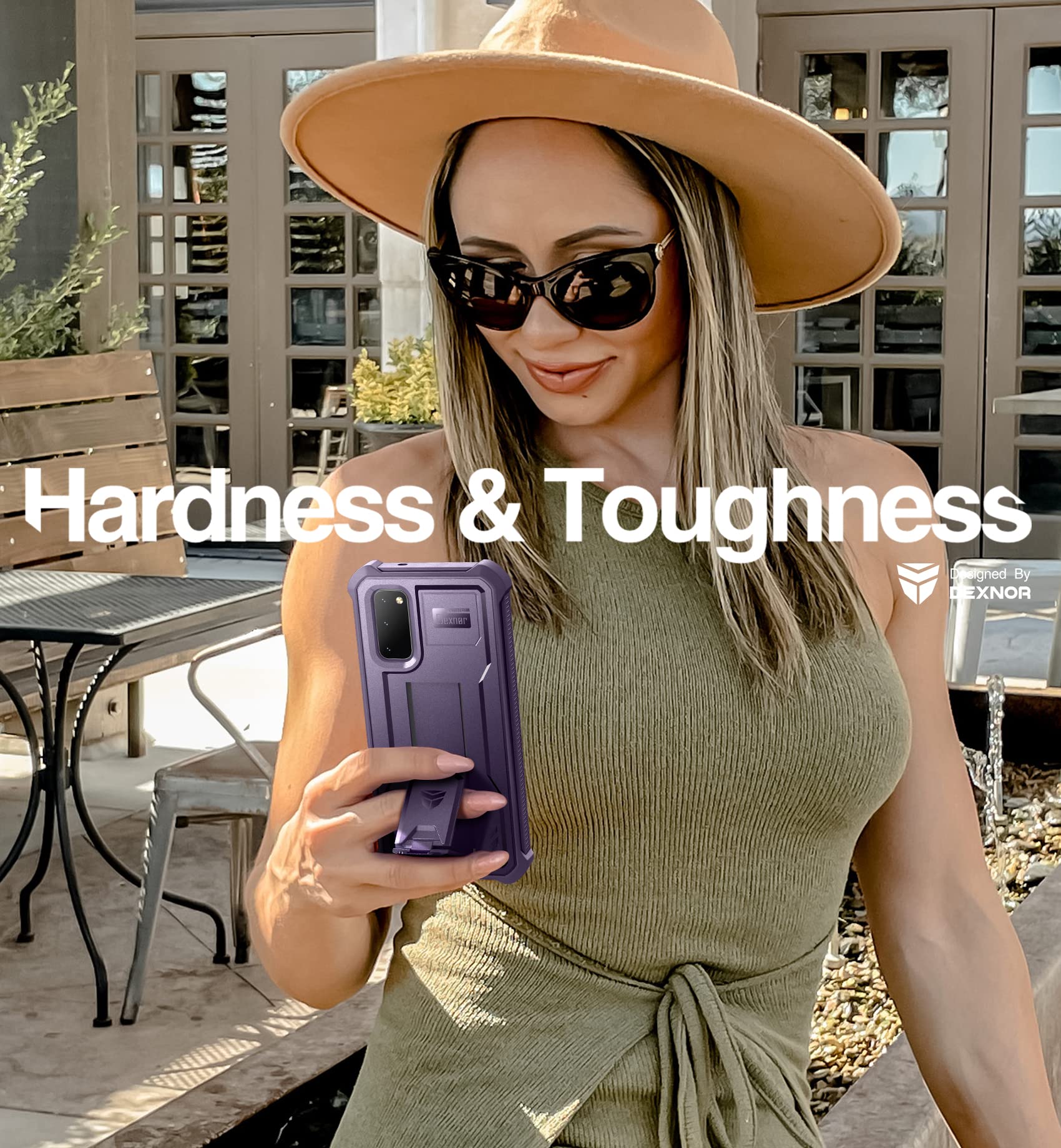 Dexnor for Samsung Galaxy S20 5G Case/6.2 inches, [Built in Screen Protector and Kickstand] Heavy Duty Military Grade Protection Shockproof Protective Cover for Samsung Galaxy S20 5G,Mulberry