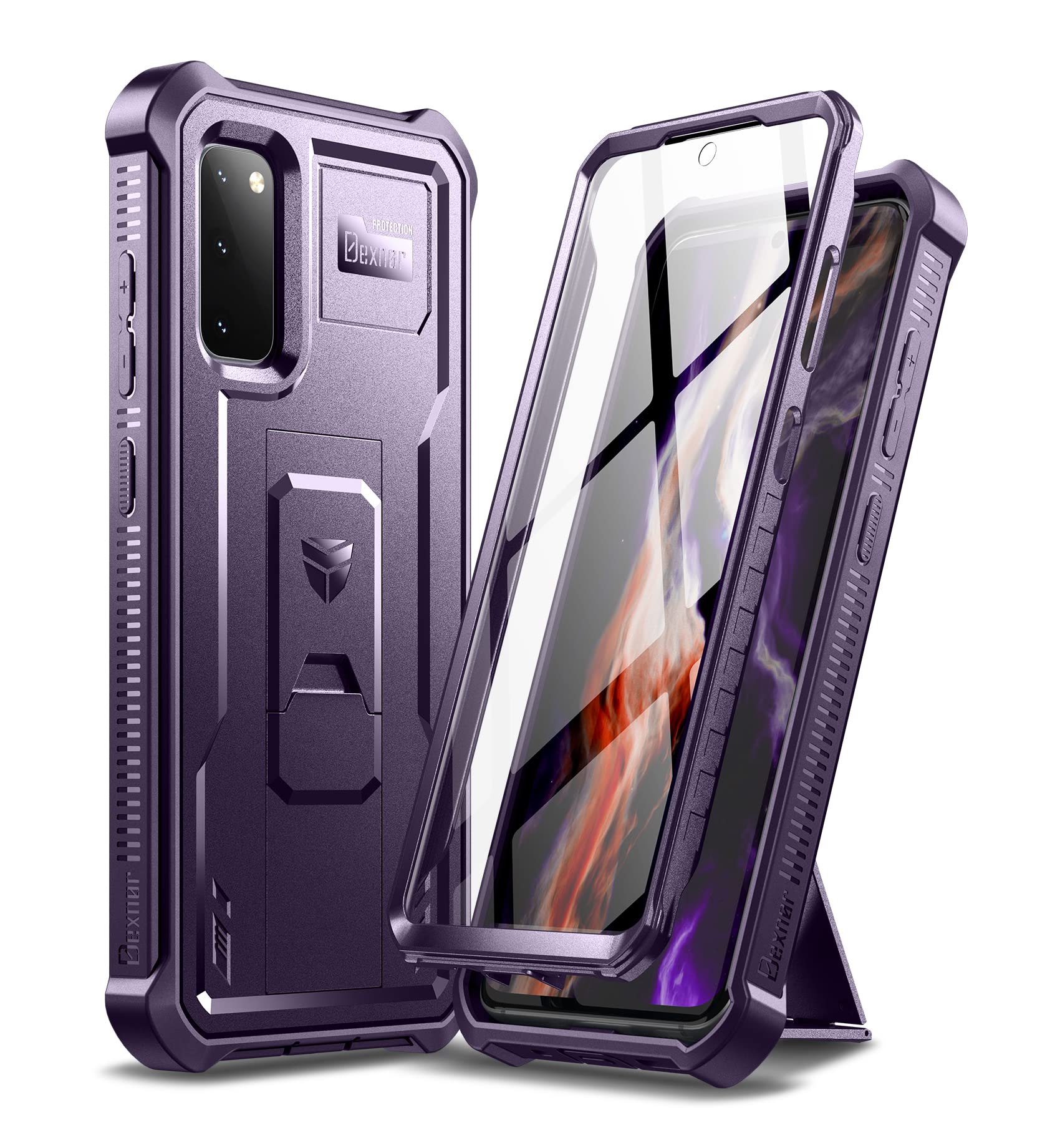 Dexnor for Samsung Galaxy S20 5G Case/6.2 inches, [Built in Screen Protector and Kickstand] Heavy Duty Military Grade Protection Shockproof Protective Cover for Samsung Galaxy S20 5G,Mulberry